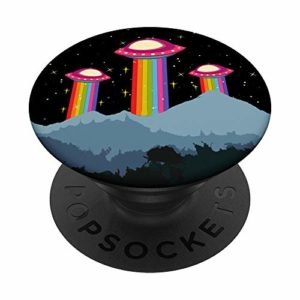 Alien UFO Regenbogen Berge PopSockets PopGrip: Ausziehbarer Sockel und ...